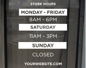 Custom Business Hours Sign Vinyl Decal Store Front Signs - Etsy