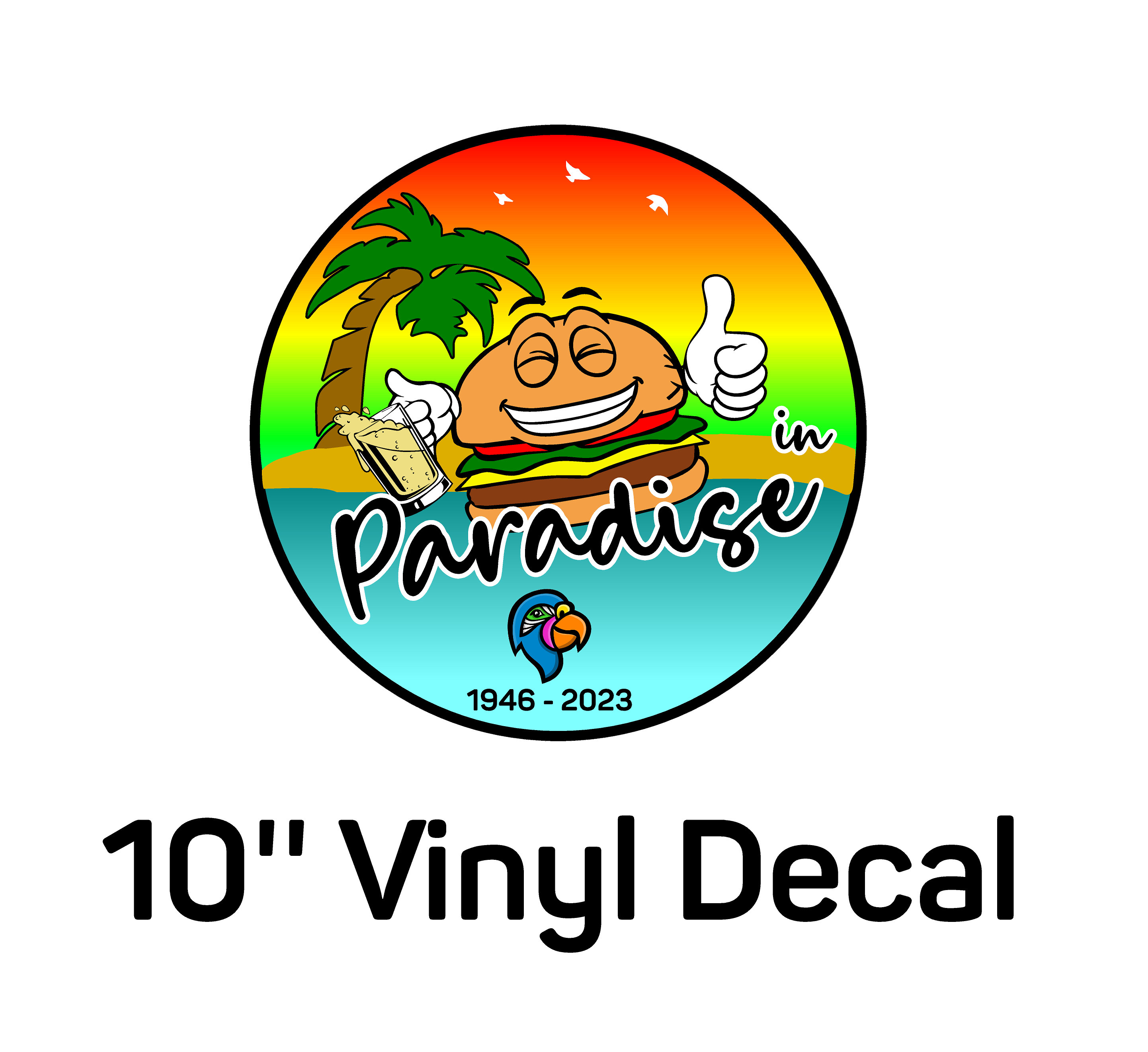 Jimmy Buffett Cheeseburger in Paradise Decal - Waterproof Vinyl Sticker ...