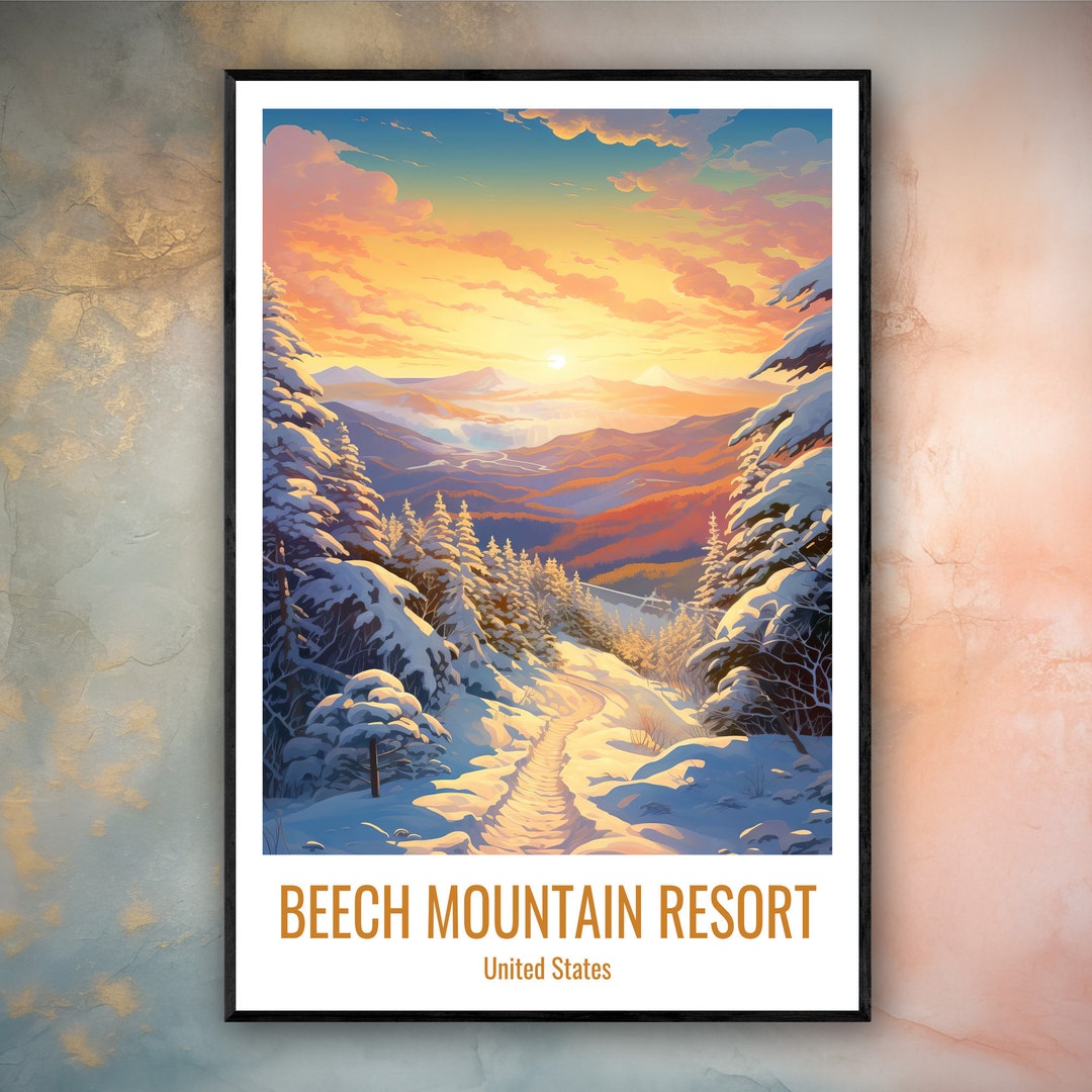 Beech Mountain Resort Travel Print Poster Beech Gift Vertical Adventure ...