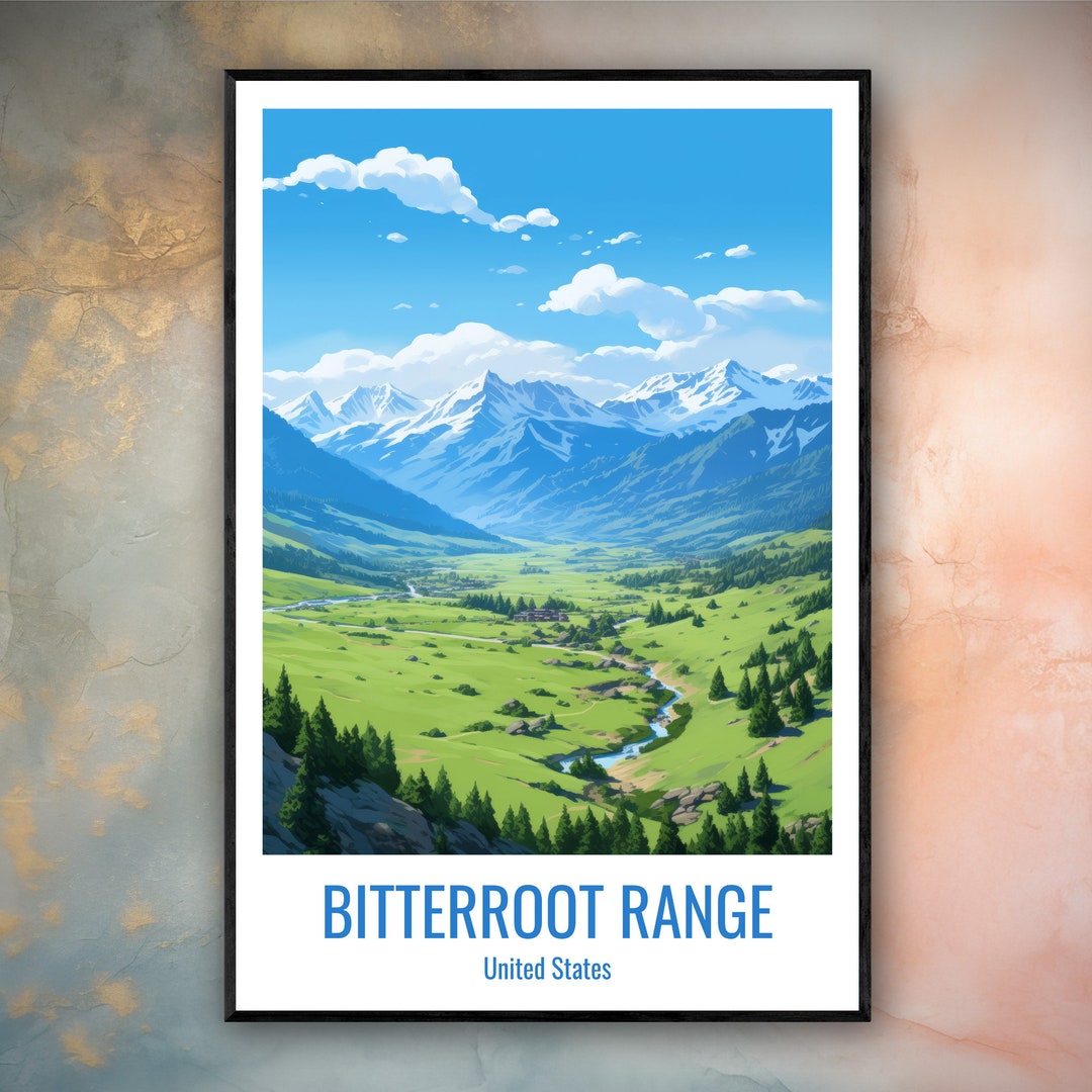 Bitterroot Range Travel Print Poster Bitterroot Gift Vertical - Etsy