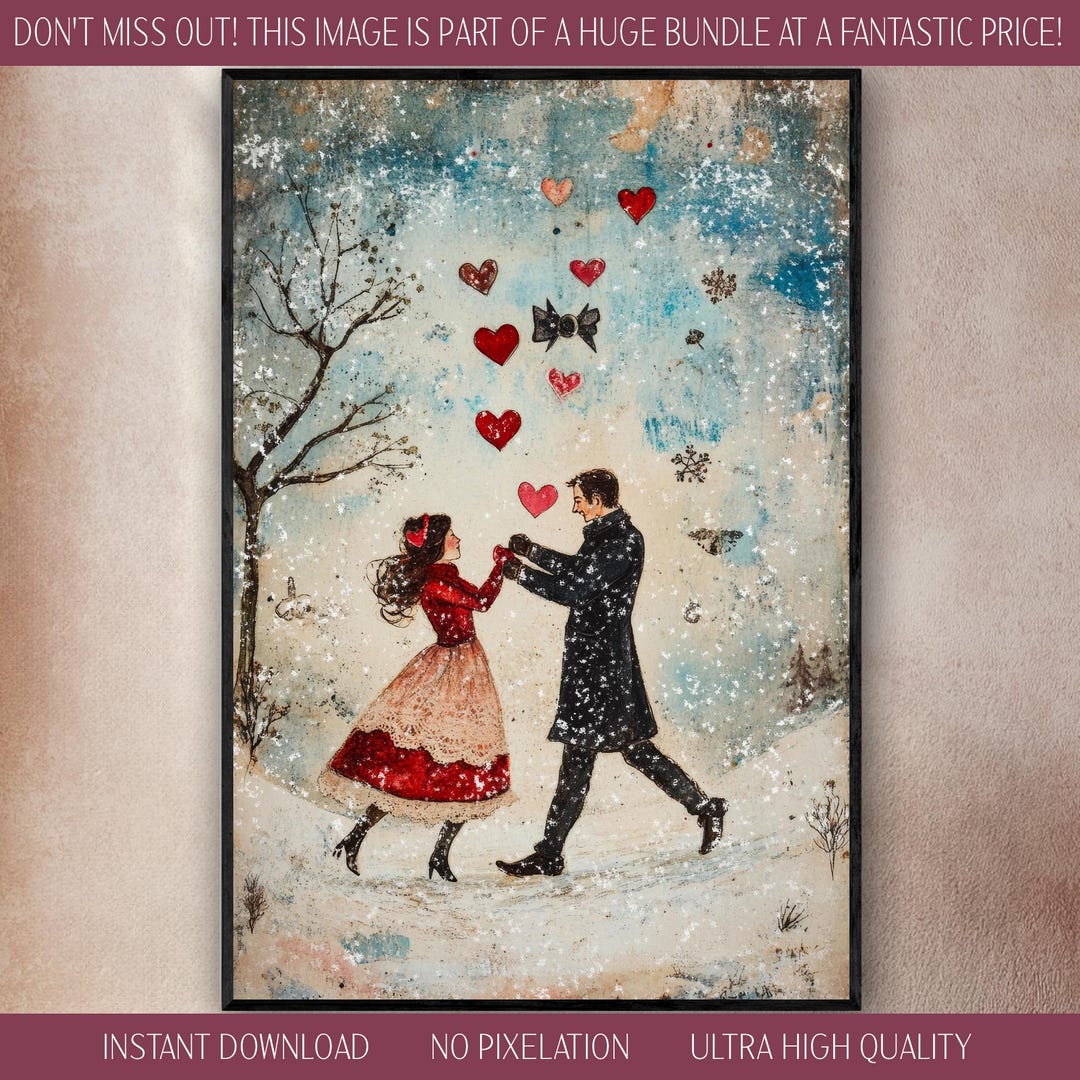 Snowball Fight Winter Wonderland Illustration Romantic Couple ...