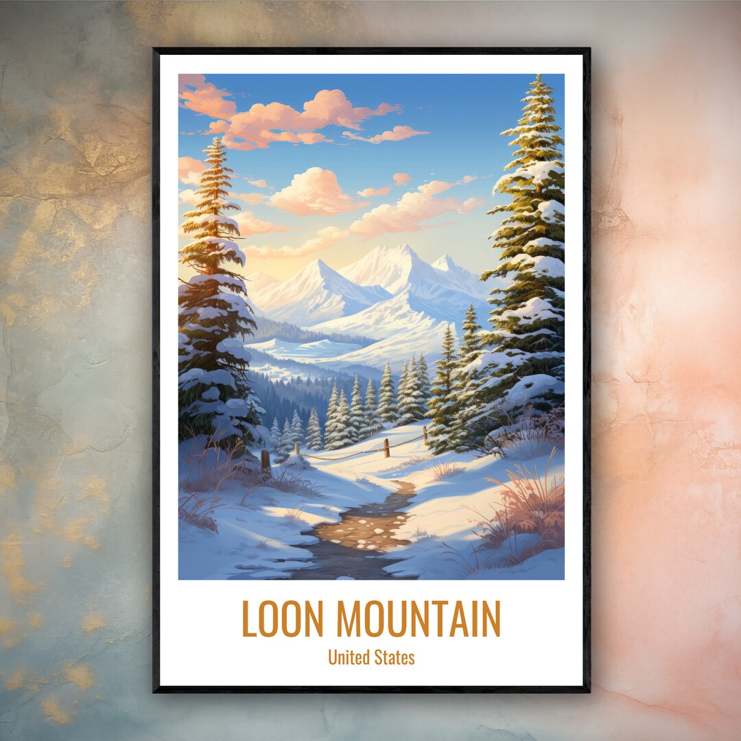 Loon Mountain Travel Print Poster Loon Gift Vertical Adventure Wall Art ...