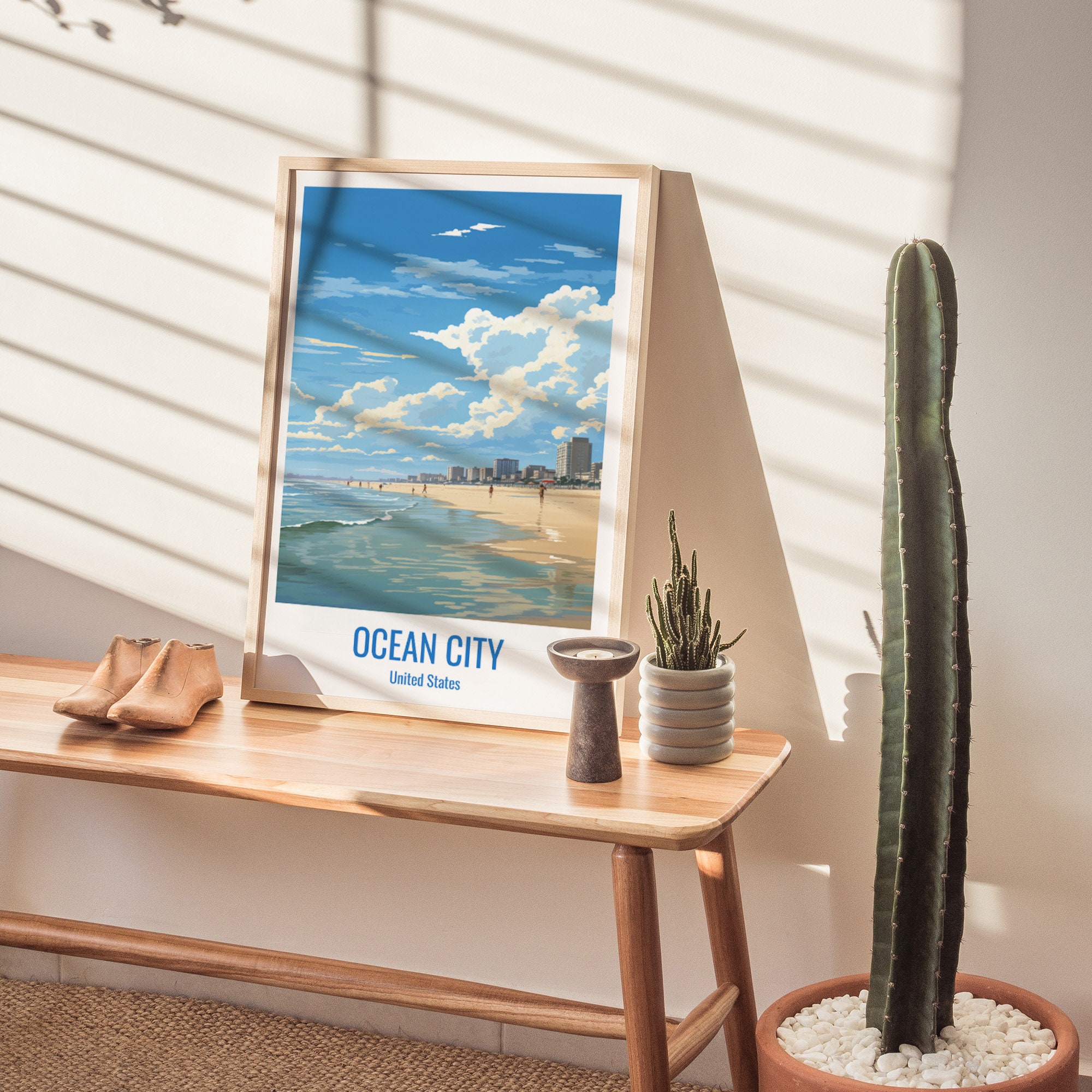 Ocean City Maryland Poster | MD Beach Coastal Wall Art | Atlantic Beach ...