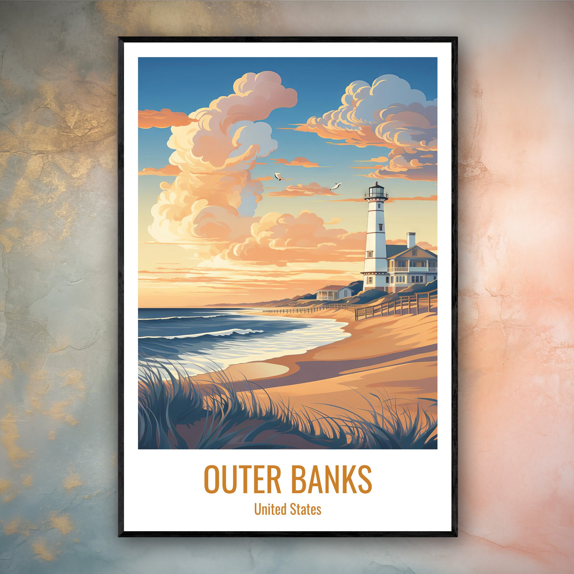 Outer Banks Travel Print Poster Outer Banks Gift Vertical Adventure ...