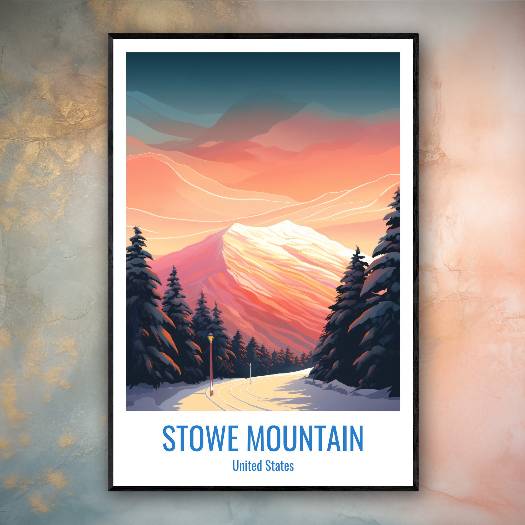 Stowe Mountain Poster Stowe Mountain Print Stowe Mountain - Etsy