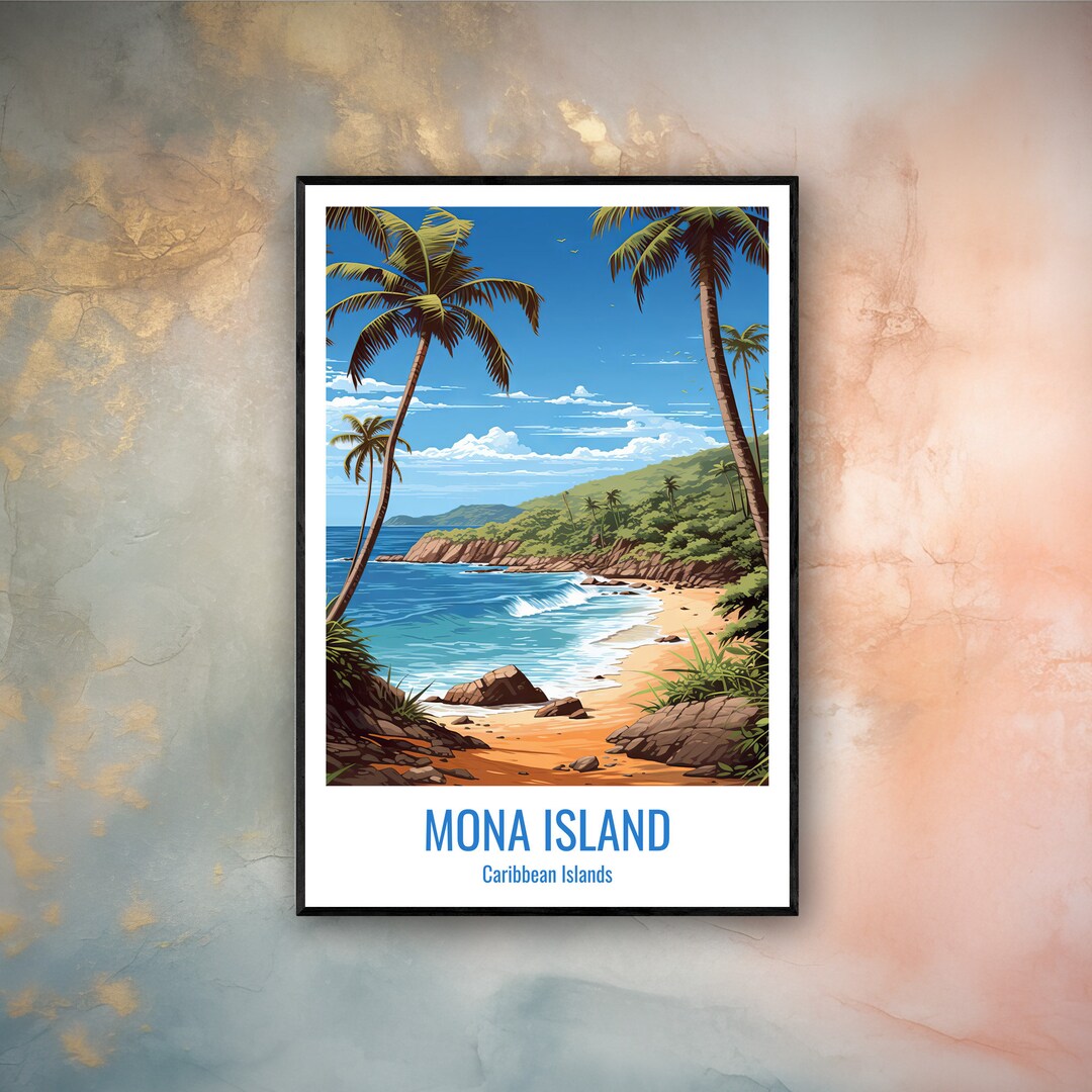 Mona Island Travel Poster Mona Island Print Wall Art Mona - Etsy
