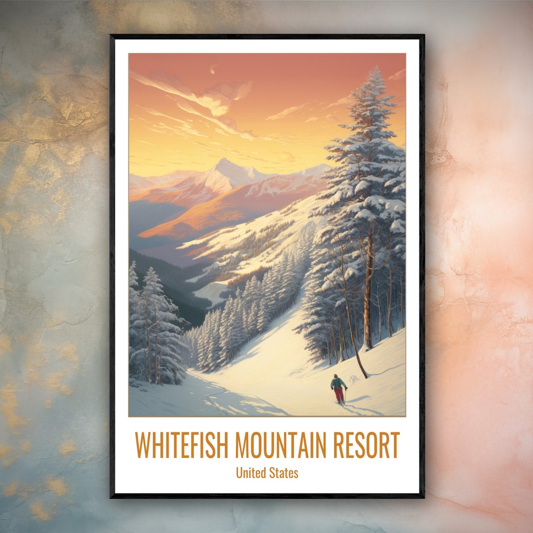 Whitefish Mountain Resort Travel Print Poster Whitefish Gift Vertical ...
