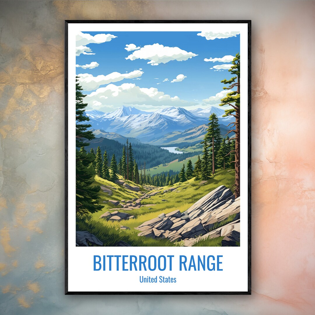 Bitterroot Range Travel Print Poster Bitterroot Gift Vertical - Etsy