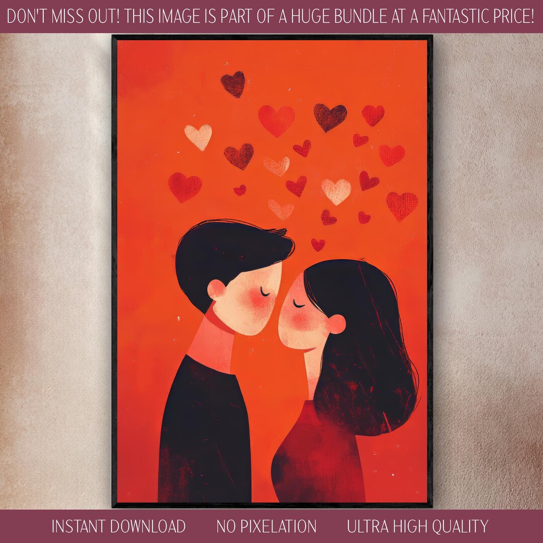 Valentines Day Couples Digital Download Print Minimalist Art Romantic ...