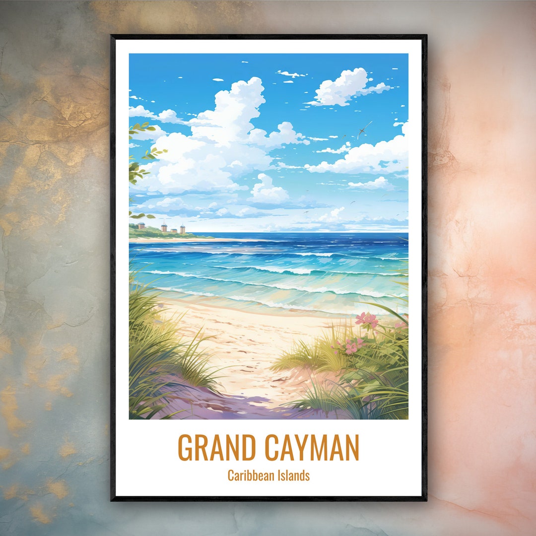 Grand Cayman Travel Print Poster Grand Cayman Gift Vertical Adventure ...