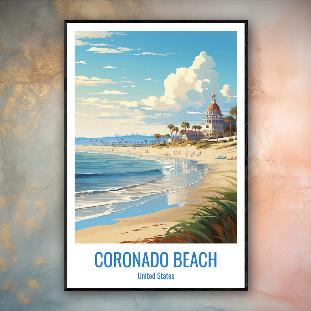 Coronado Beach Travel Poster | San Diego CA Wall Art | Hotel Del ...