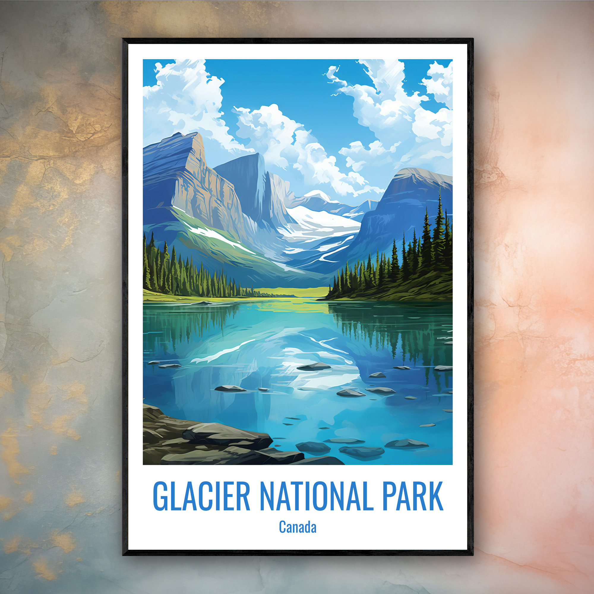 Glacier National Park Travel Print Poster Glacier Gift Vertical ...