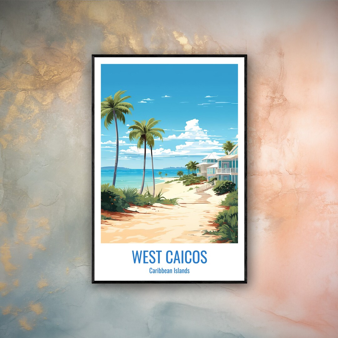 West Caicos Travel Poster West Caicos Print Wall Art West - Etsy