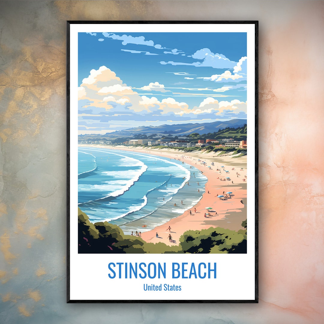 Stinson Beach Travel Print Poster Stinson Gift Vertical Adventure Wall ...