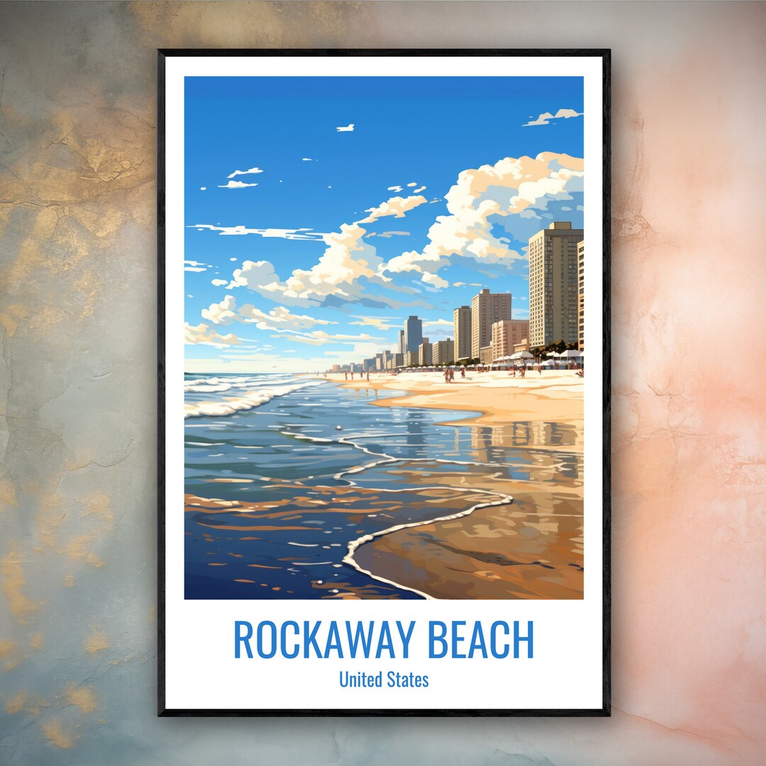 Rockaway Beach Travel Poster | New York City Surf Wall Art Print ...