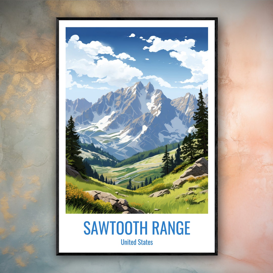 Sawtooth Range Idaho Poster | Sawtooth Mountains Wall Art | ID Alpine ...
