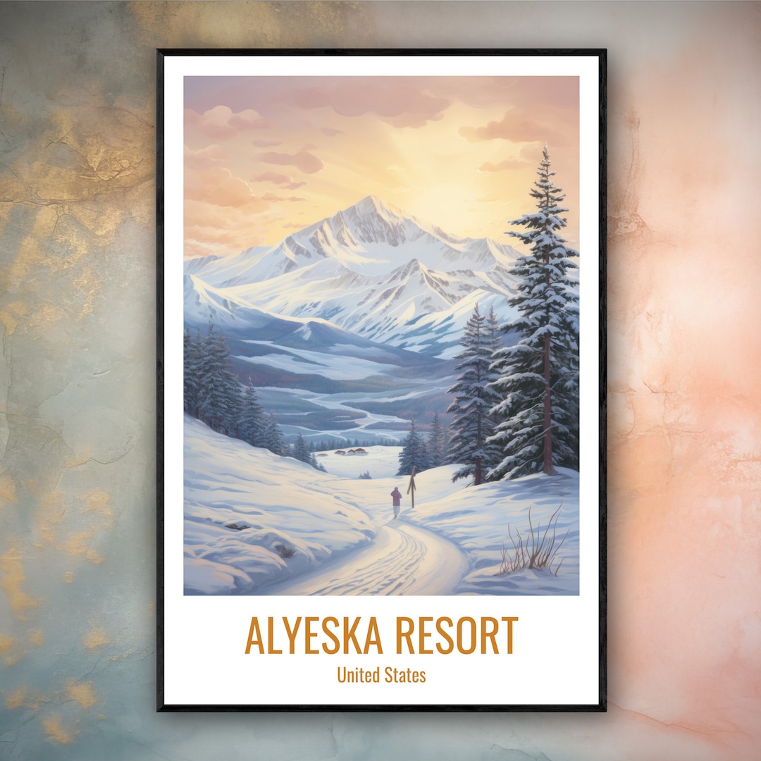 Alyeska Resort Travel Print Poster Alyeska Gift Vertical Adventure Wall ...