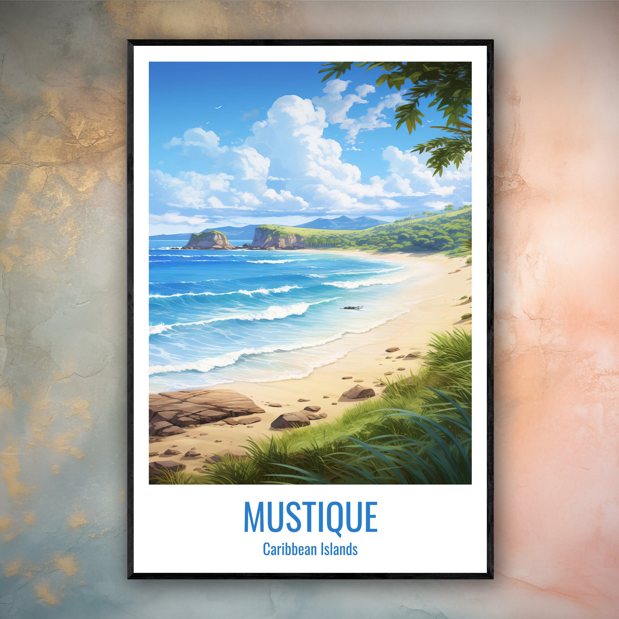 Mustique Travel Print Poster Mustique Gift Vertical Adventure - Etsy