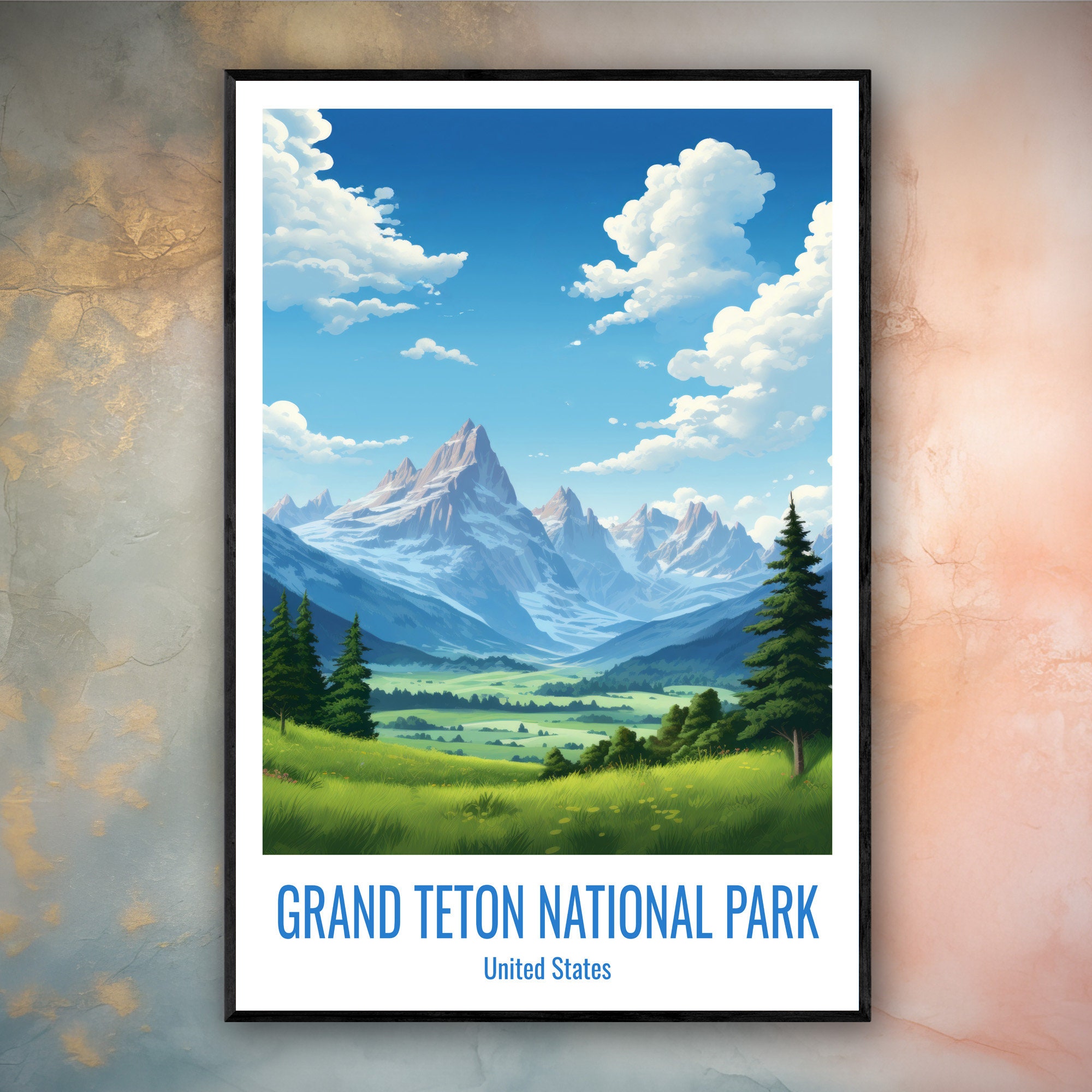 Grand Teton National Park Travel Print Poster Grand Teton Gift Vertical ...