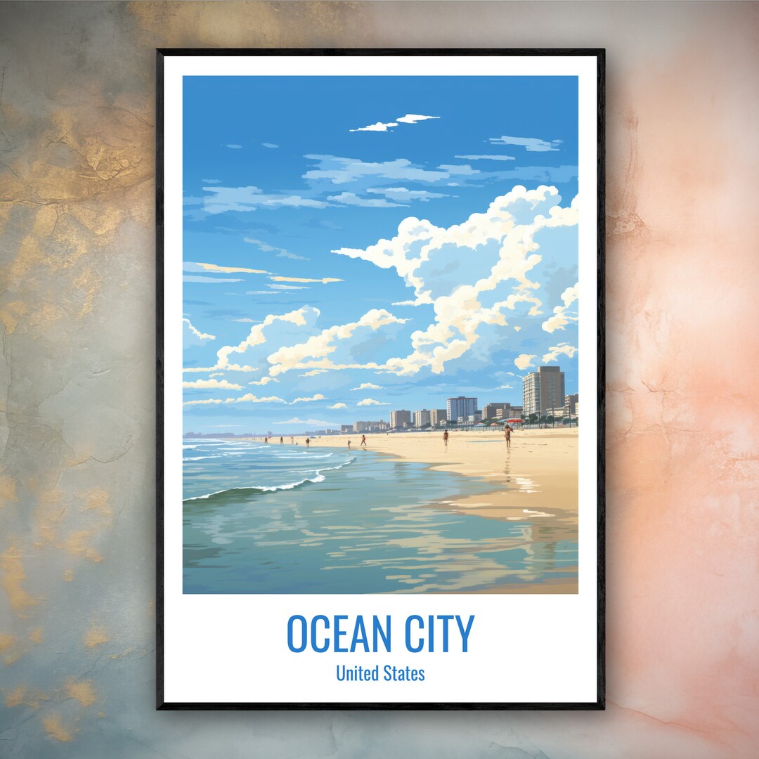 Ocean City Maryland Poster | MD Beach Coastal Wall Art | Atlantic Beach ...