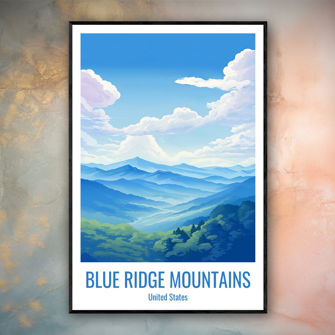 Blue Ridge Mountains Travel Print Poster Blue Ridge Gift Vertical ...