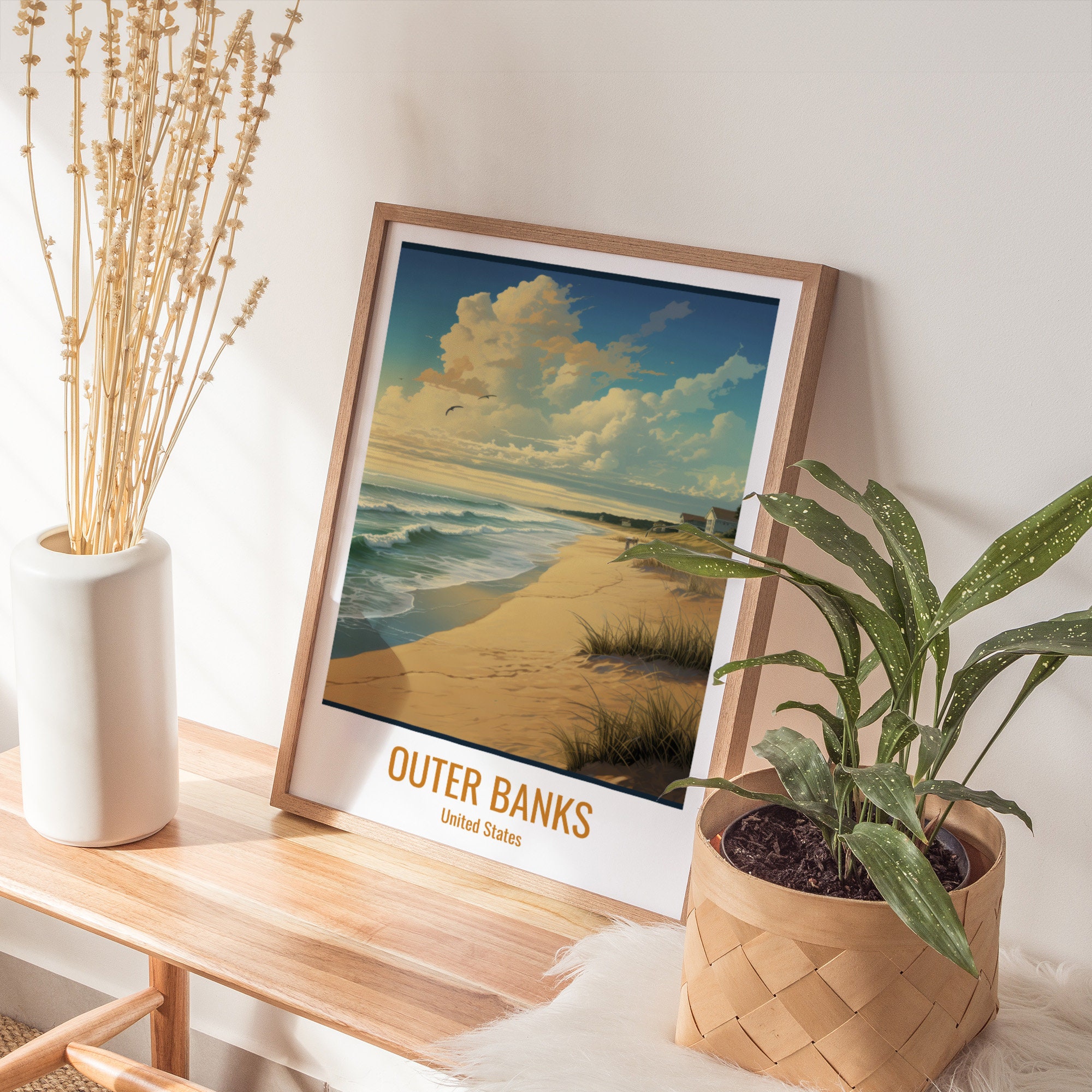 Outer Banks Travel Poster | OBX North Carolina Wall Art | Cape Hatteras ...