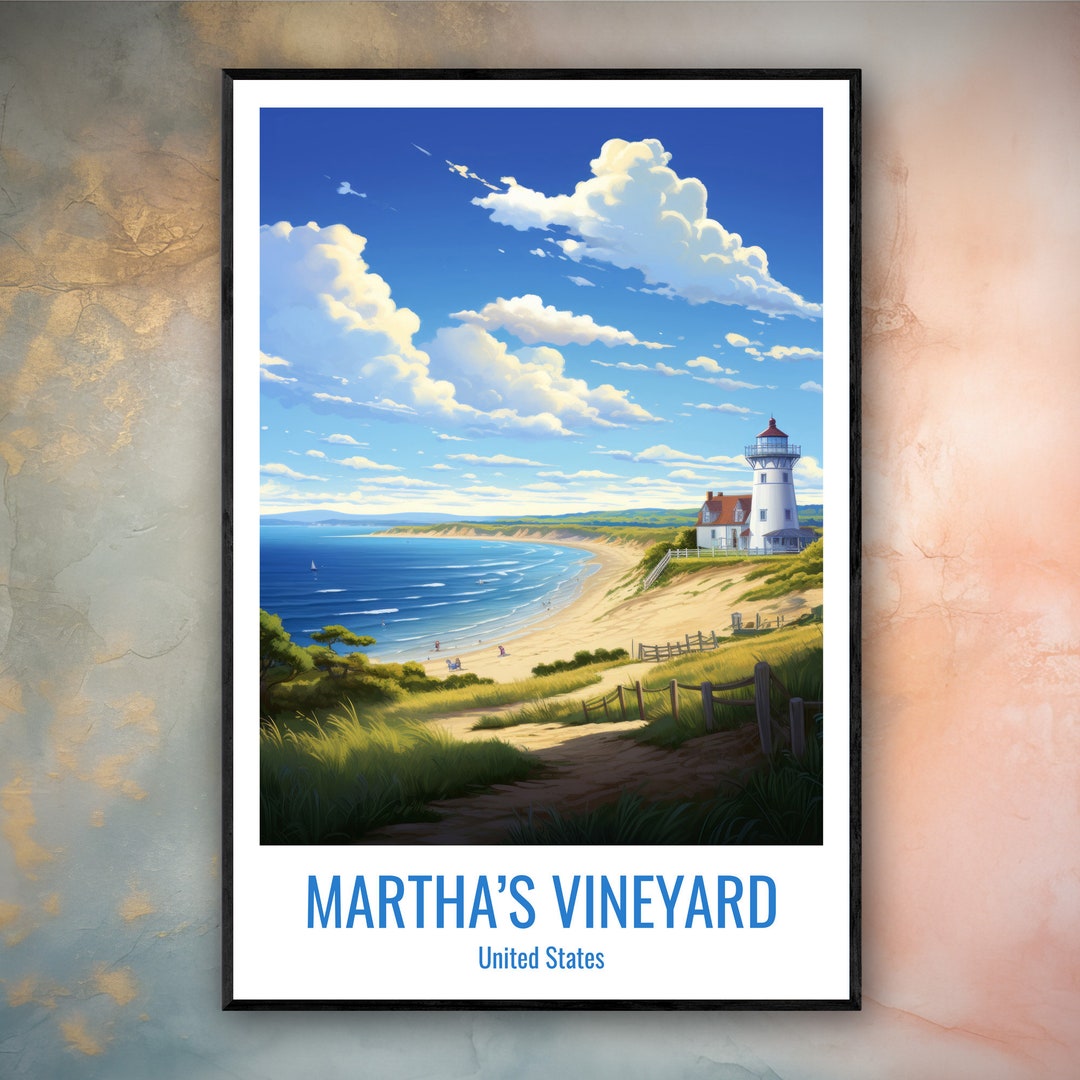Martha's Vineyard Travel Print Poster Martha's Vineyard Gift Vertical ...
