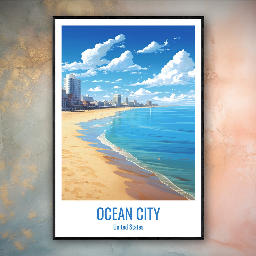 Ocean City Travel Print Poster Ocean City Gift Vertical Adventure Wall ...