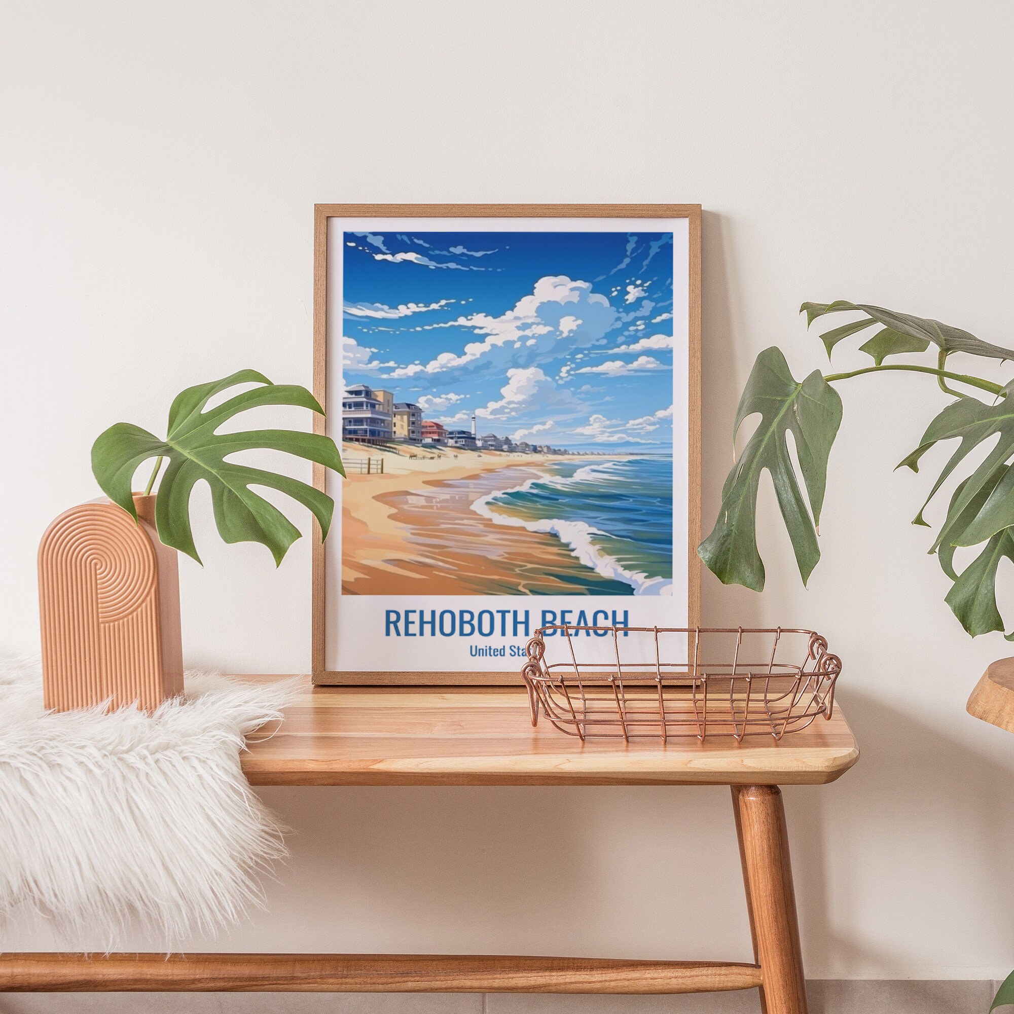 Rehoboth Beach Delaware Poster | DE Atlantic Beach Wall Art | Boardwalk ...