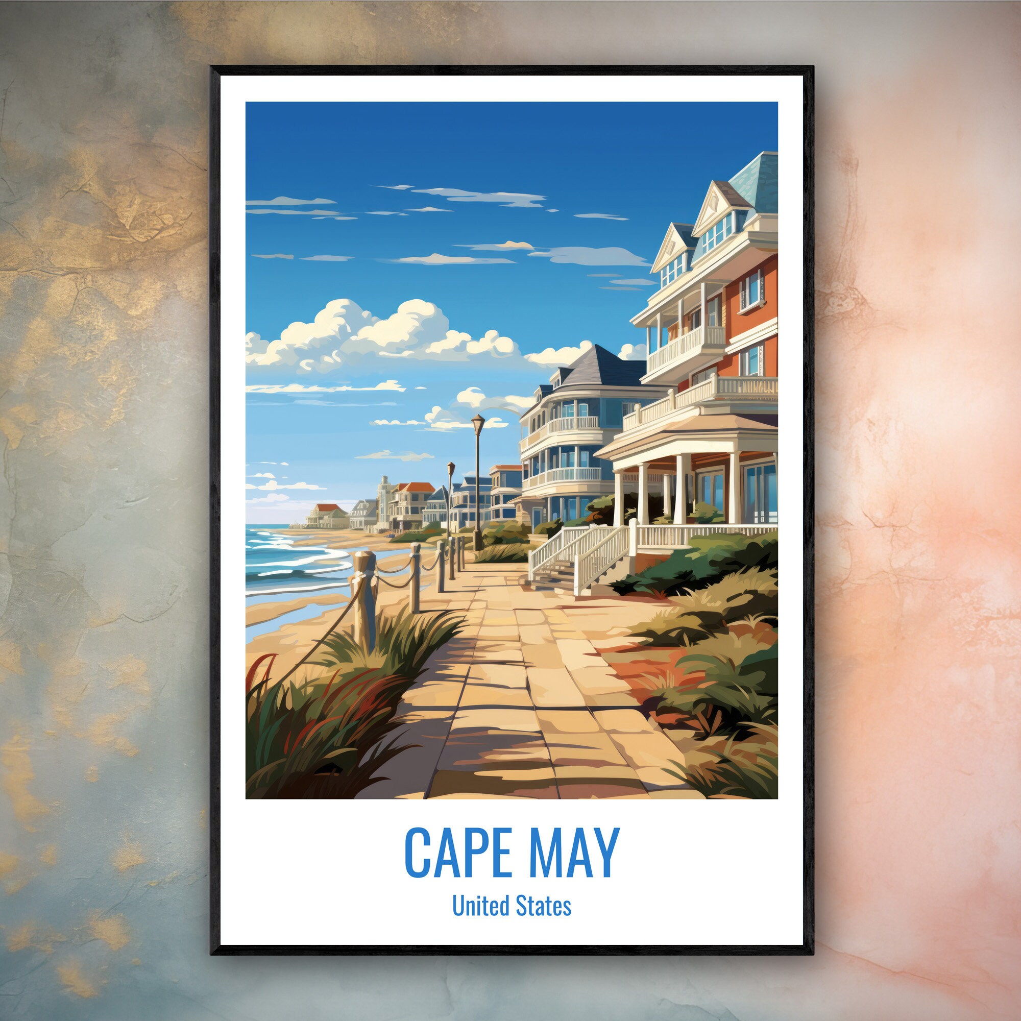 Cape May Travel Print Poster Cape May Gift Vertical Adventure Wall Art ...