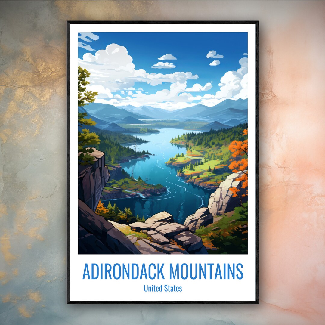 Adirondack Mountains Travel Print Poster Adirondack Gift Vertical ...