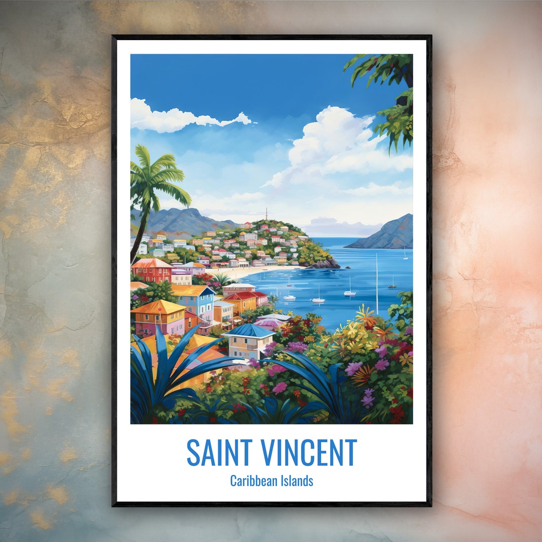 Saint Vincent Travel Print Poster Saint Vincent Gift Vertical Adventure ...