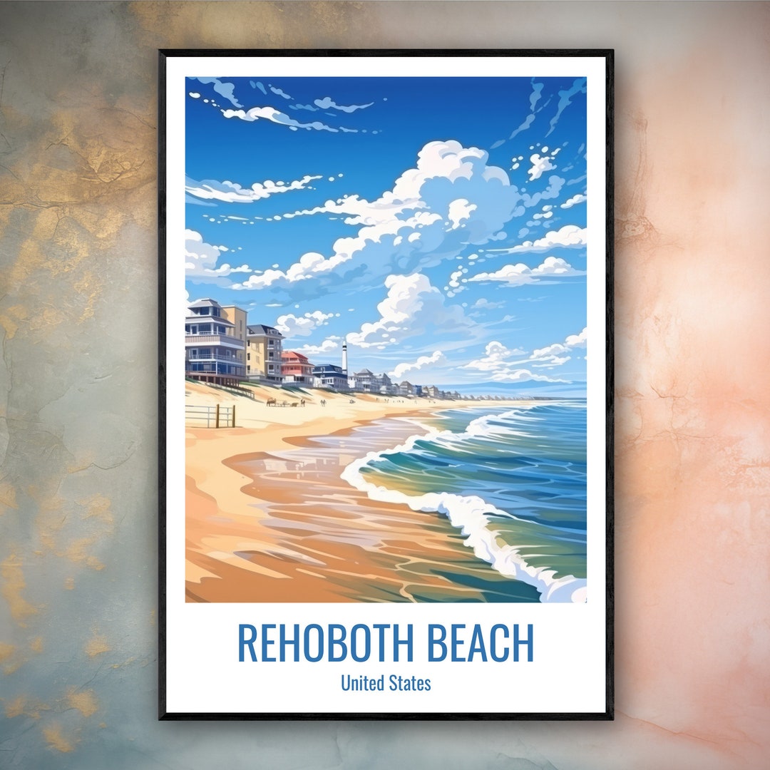 Rehoboth Beach Delaware Poster | DE Atlantic Beach Wall Art | Boardwalk ...