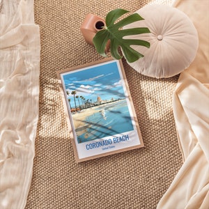 Coronado Beach Travel Poster | San Diego Island Coastal Wall Art Print ...