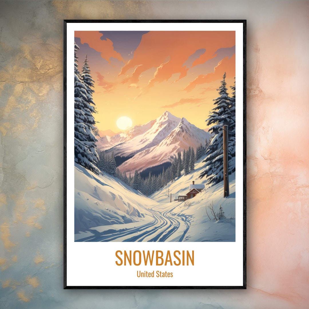 Snowbasin Travel Print Poster Snowbasin Gift Vertical Adventure Wall ...