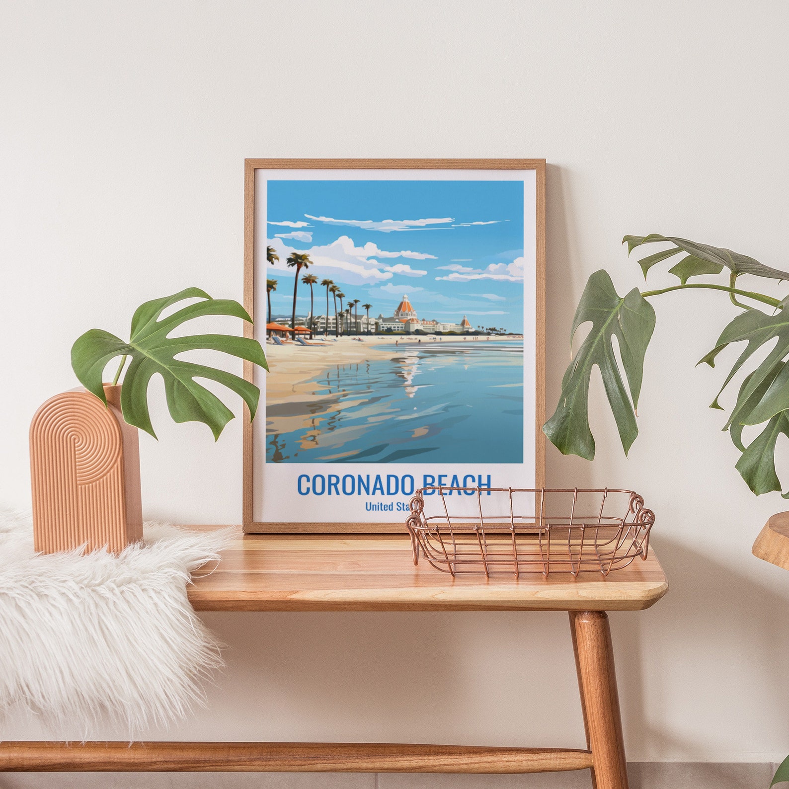 Coronado Beach Travel Poster | San Diego Island Coastal Wall Art Print ...