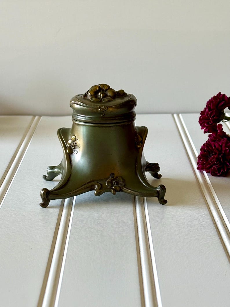 Antique JB Brass Inkwell - Etsy