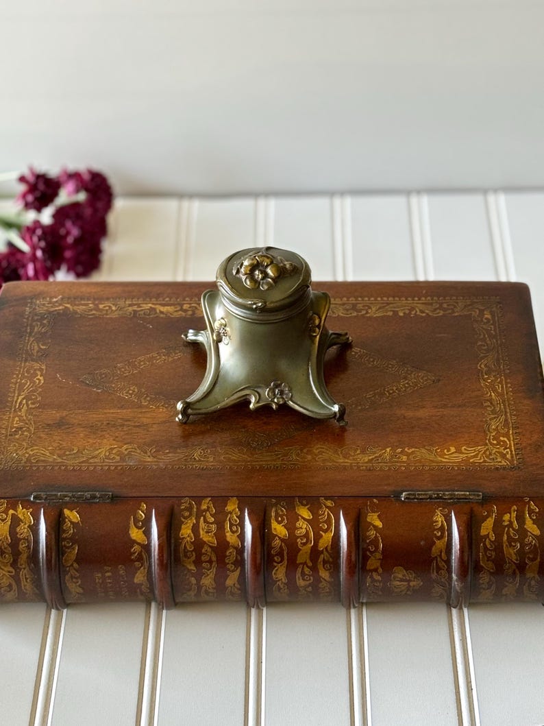 Antique JB Brass Inkwell - Etsy