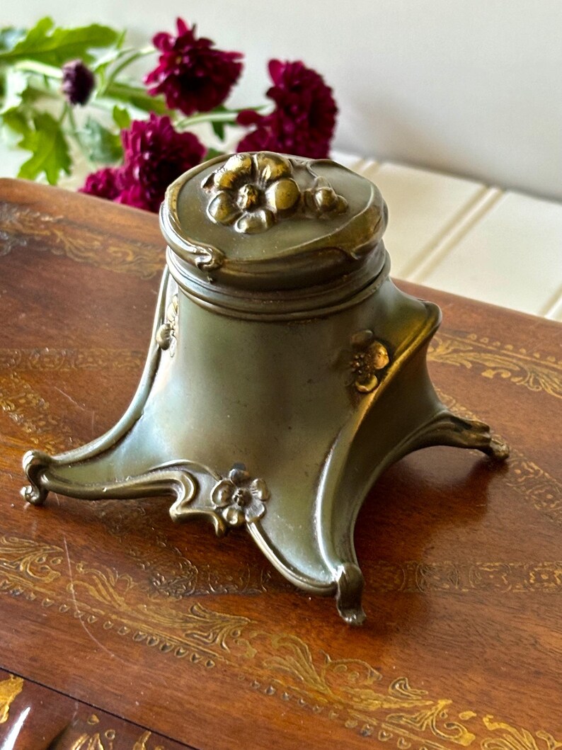 Antique JB Brass Inkwell - Etsy