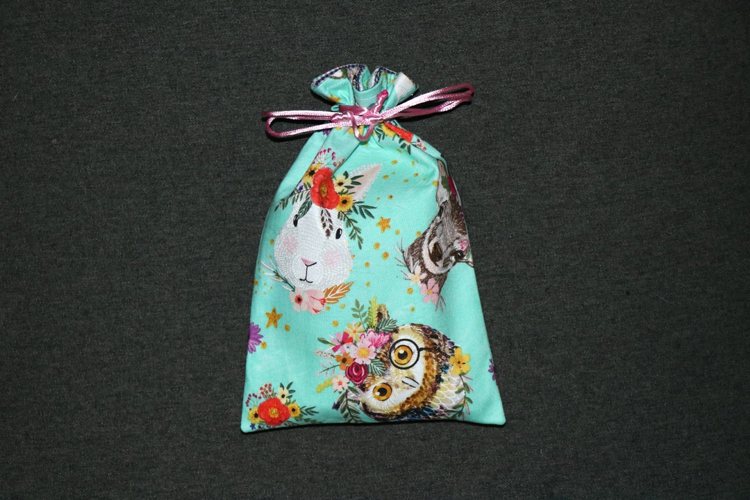 Aqua Floral Unicorn Owl Deer Drawstring Bag 100% Cotton - Etsy