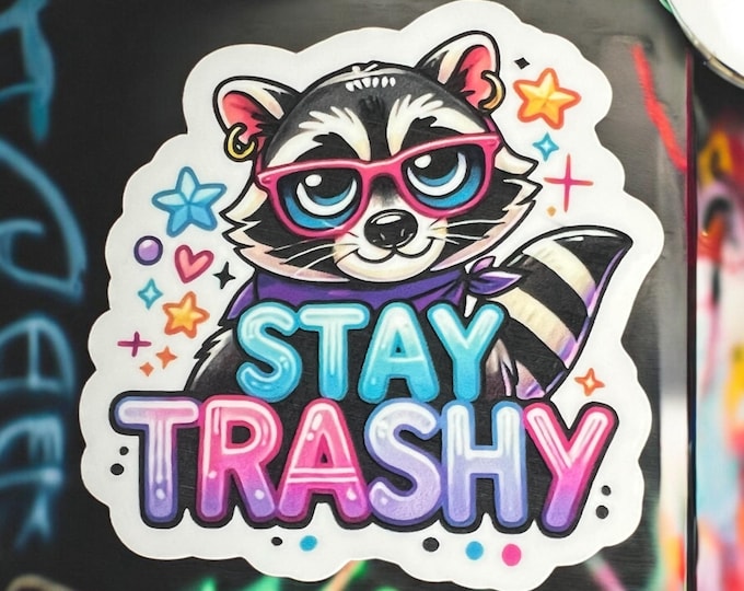 STAY TRASHY RACCOON Sticker - Etsy Canada
