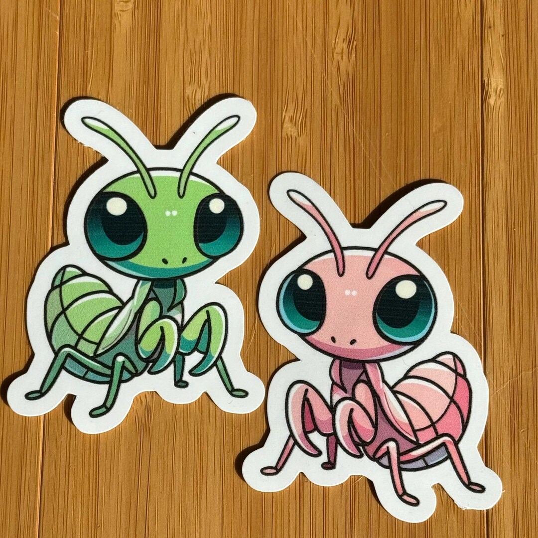 Green & Pink Praying Mantis Stickers - Buy Individually or Save With ...