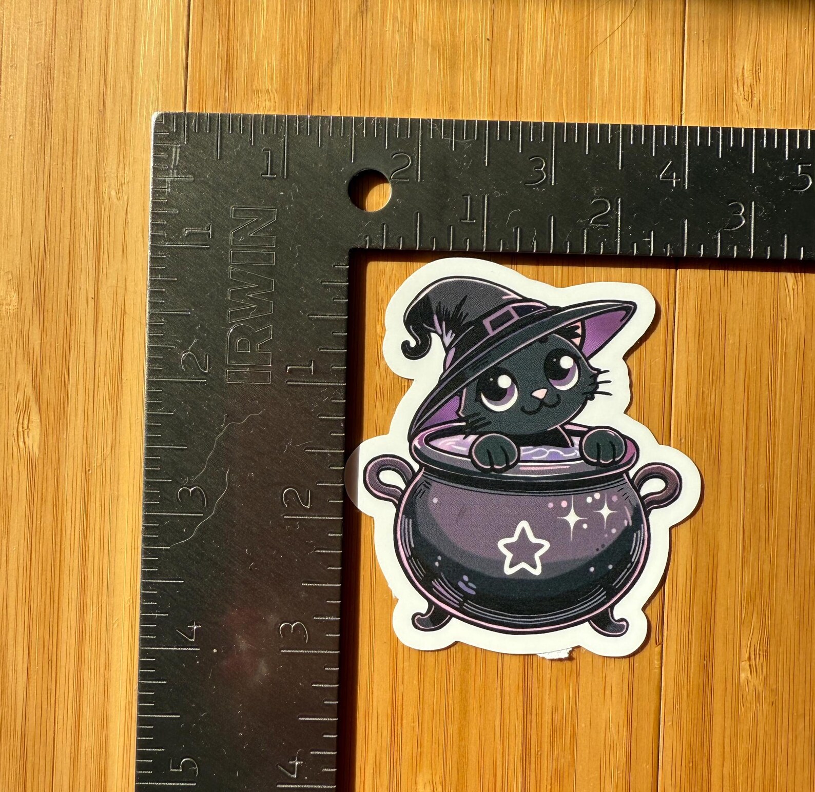 Spooky Black Cat Sticker Witch Hat & Cauldron Design | 3 Inch Sticker ...