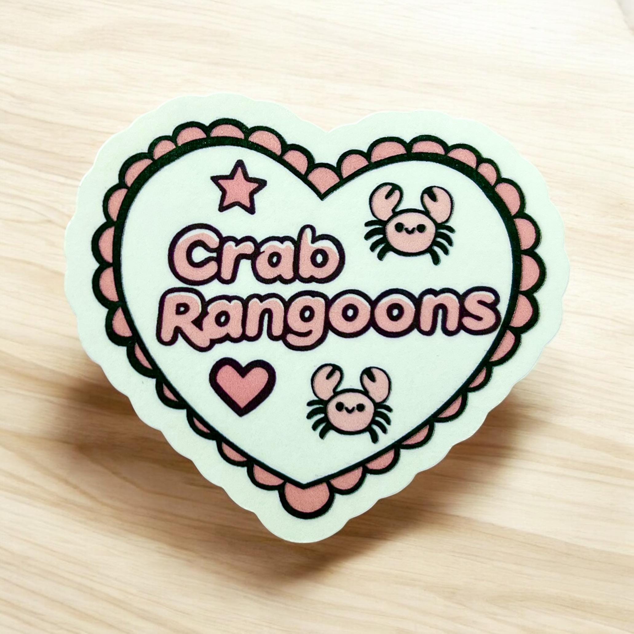 Cute Crab Rangoons Heart Sticker - Whimsical Decal for Stickers ...