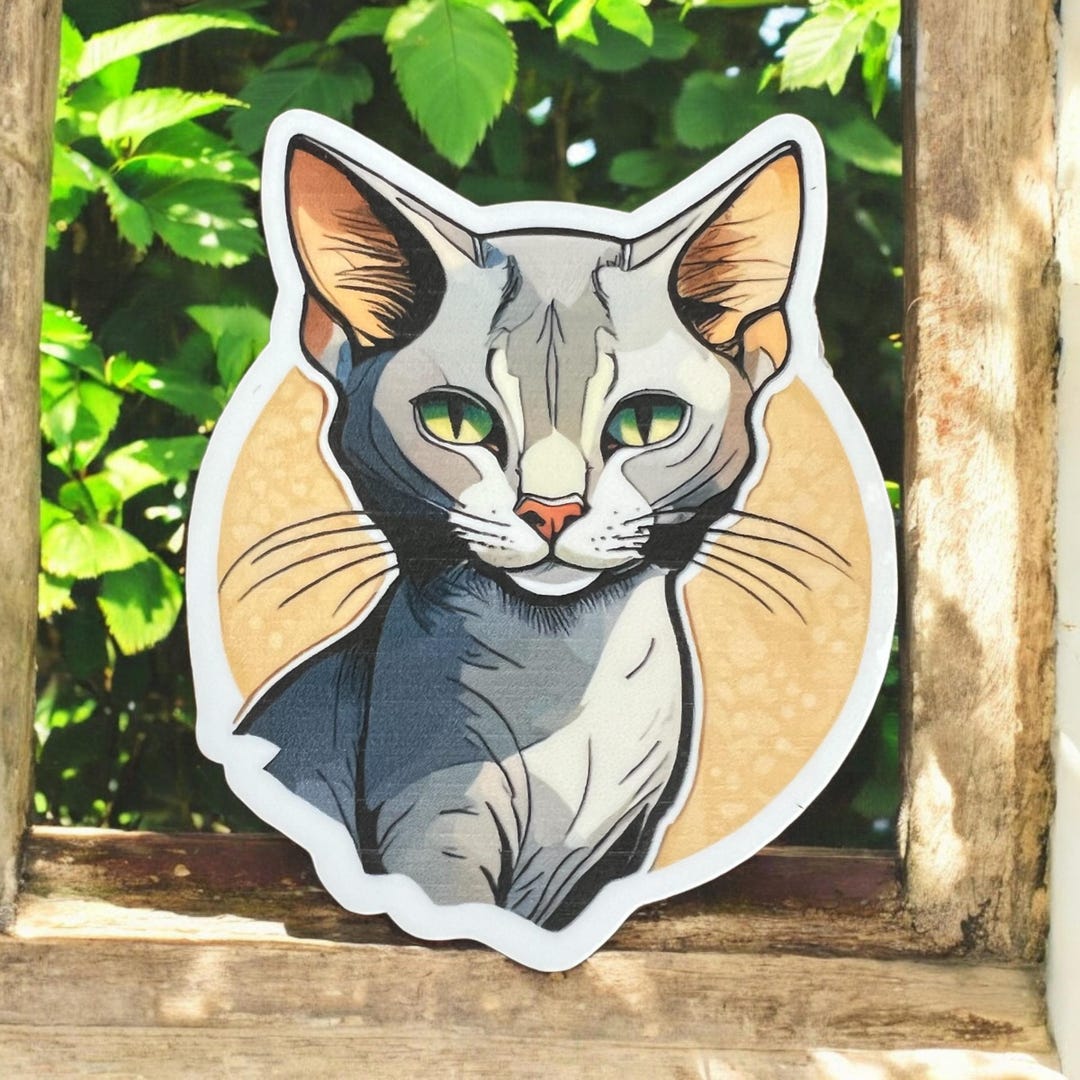 Grey Sphinx Cat Sticker - Quirky Pet Decal for Animal Lovers - Etsy
