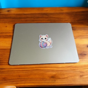Yarn Ball Cat Sticker | Adorable Cat Sticker With Yarn Ball Design ...