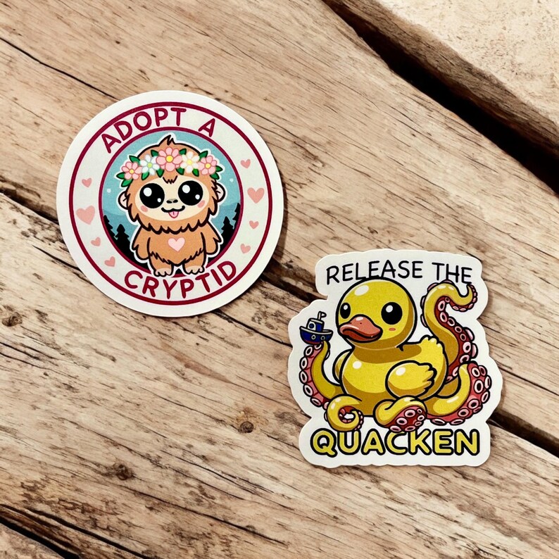 Kawaii Bigfoot Sticker & Giant Rubber Duck Kraken - Adopt a Cryptid and ...