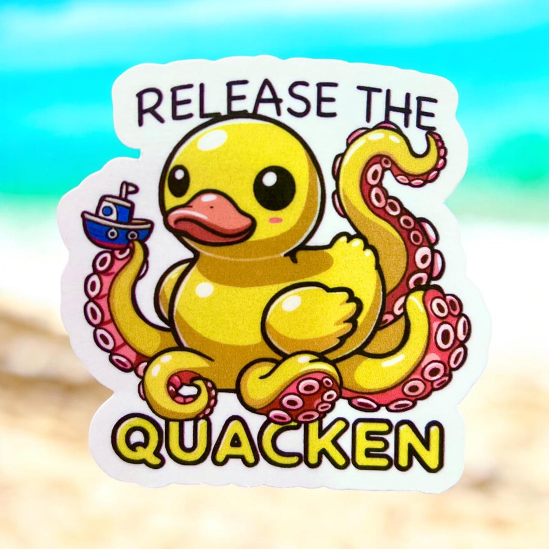 Kawaii Bigfoot Sticker & Giant Rubber Duck Kraken - Adopt a Cryptid and Release the Quacken ...