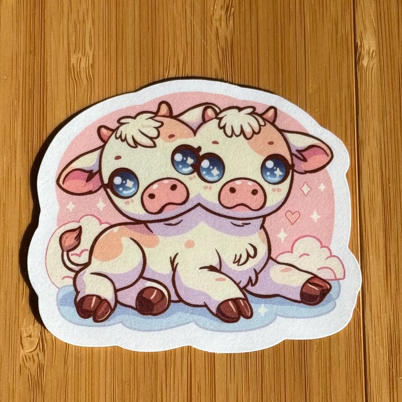 Two Headed Calf Sticker | Poetic Design for Nature Lovers | Fun Farm ...