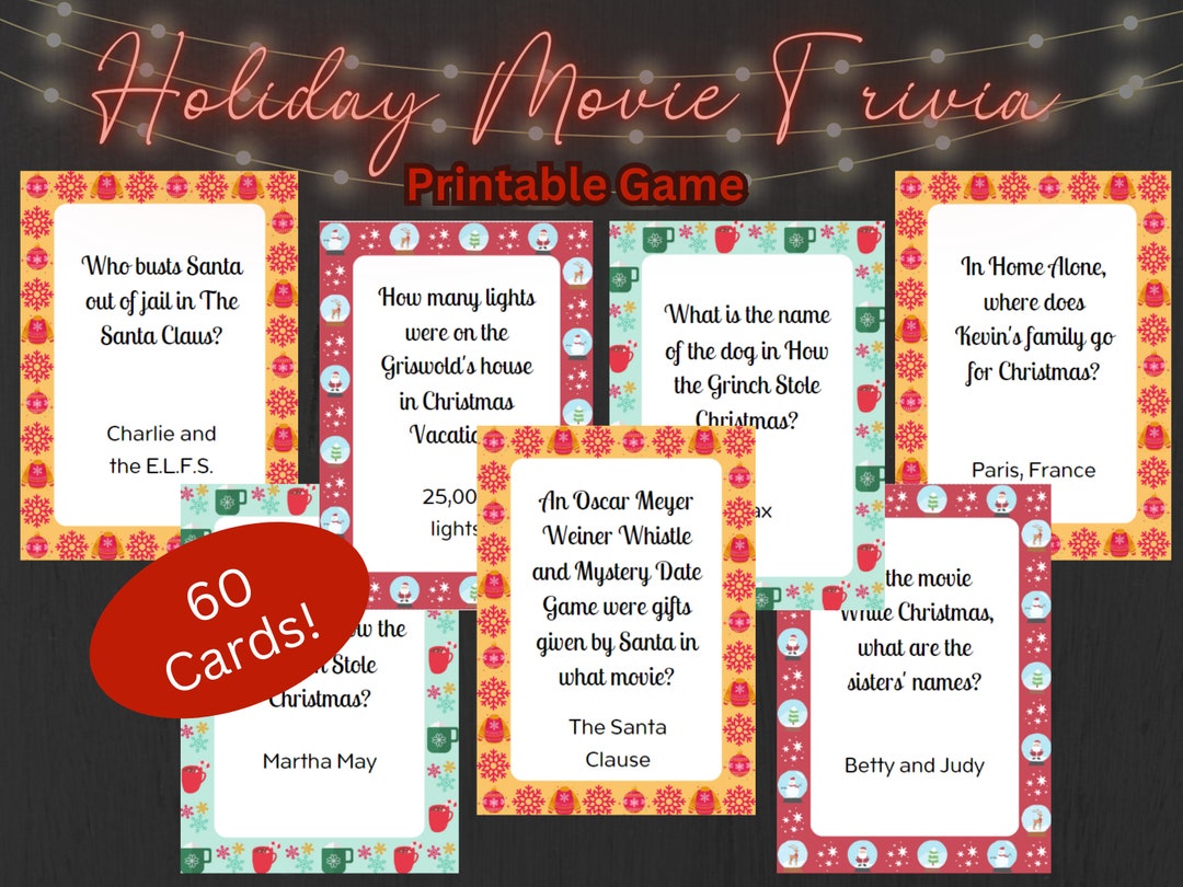Holiday Movie Trivia | Christmas Movie Trivia Game | Printable ...